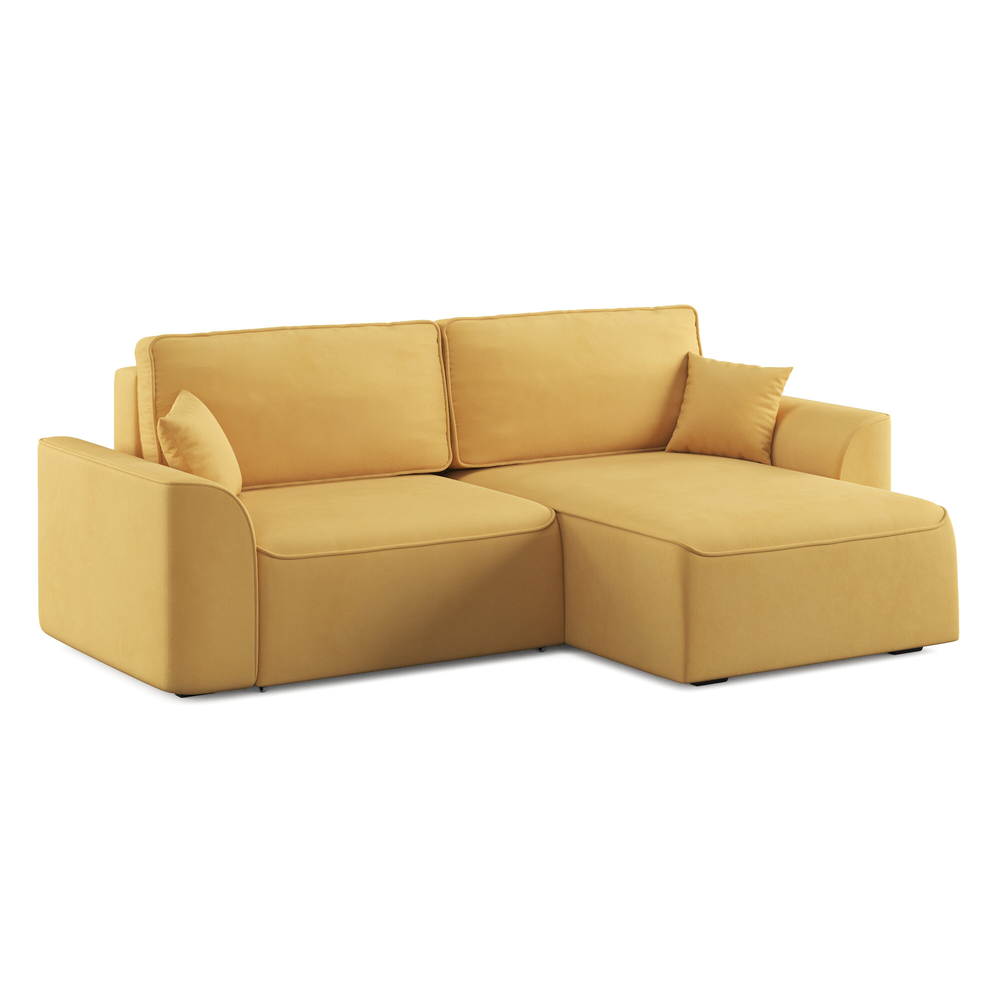 Угловой раскладной диван от Фишера "Сиэтл", желтый, 2 места, 85х253х153, велюр