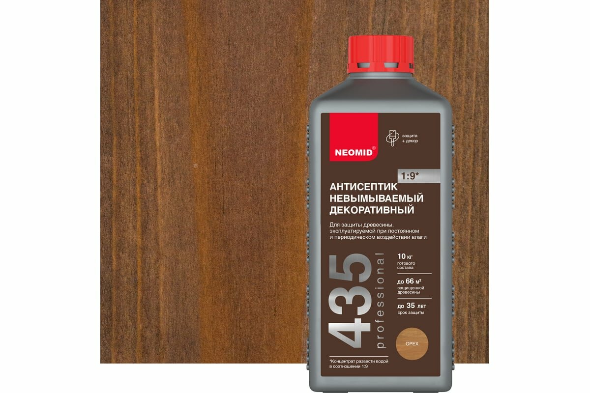 Neomid 435 финишный декоративный невымываемый антисептик 1 кг Н-435-1/к1:9 для древесины