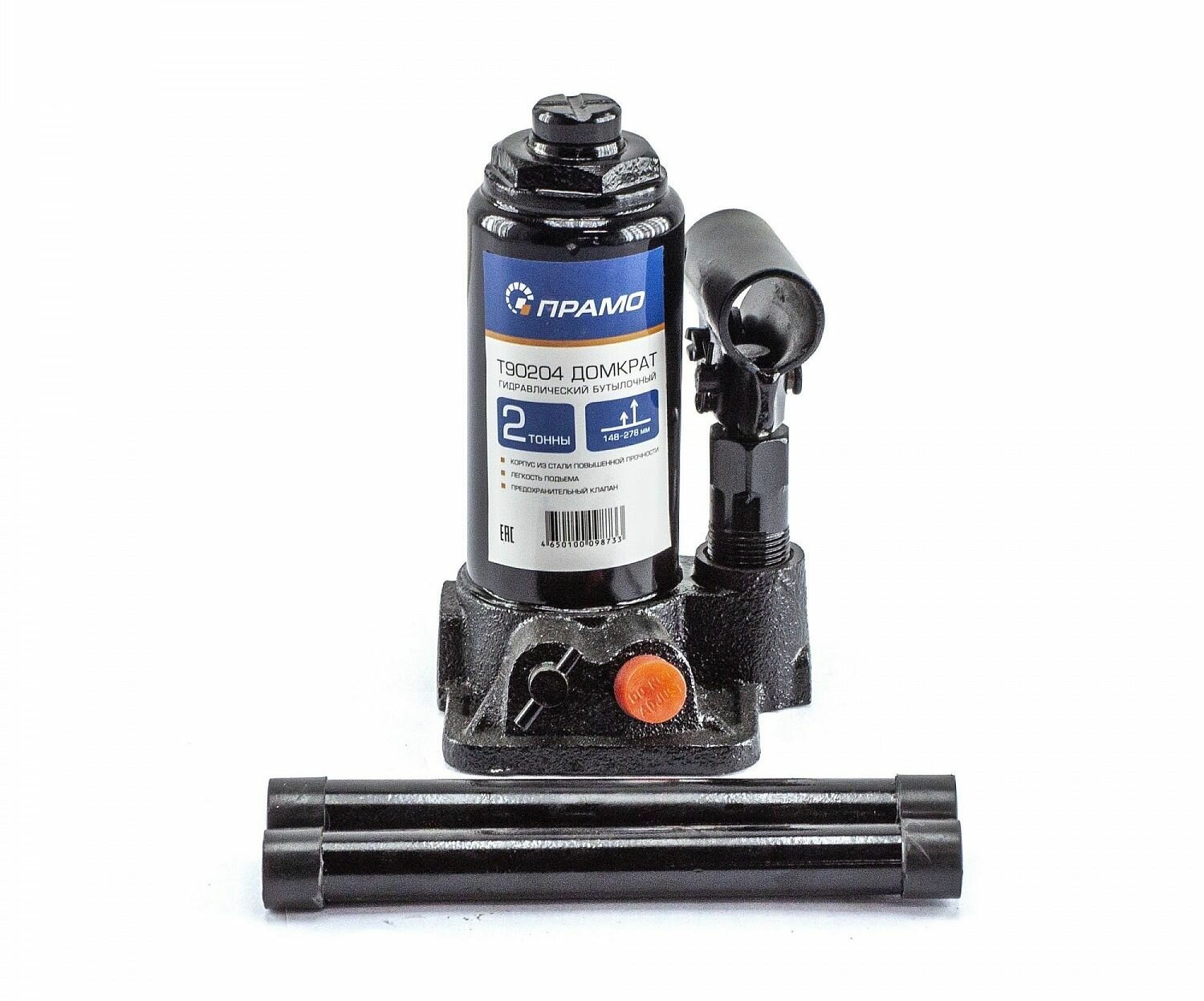 Домкрат прамо T90204, гидравлический, бутылочный, 2 т, 148-278 мм