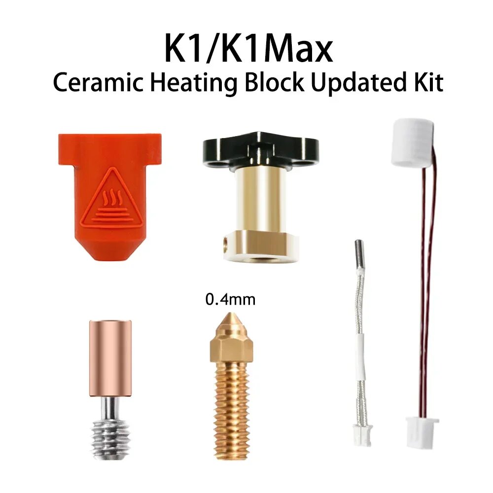 Для Creality K1/K1 MAX комплект керамического нагревательного блока K1C нагреватель 300 ° C Высокотемпературный/поточный, 600 мм/с, высокоскоростная печать, нагрев 60 Вт