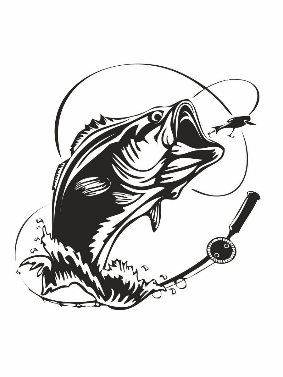 Наклейка "Рыбак", 100х100мм, вид 1, Арт рэйсинг