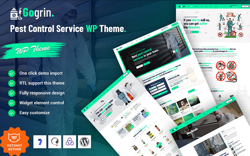 Подарочный сертификат на Шаблон для сайта Вордпресс с демоконтентом Gogrin - Pest Control Service Theme WordPress