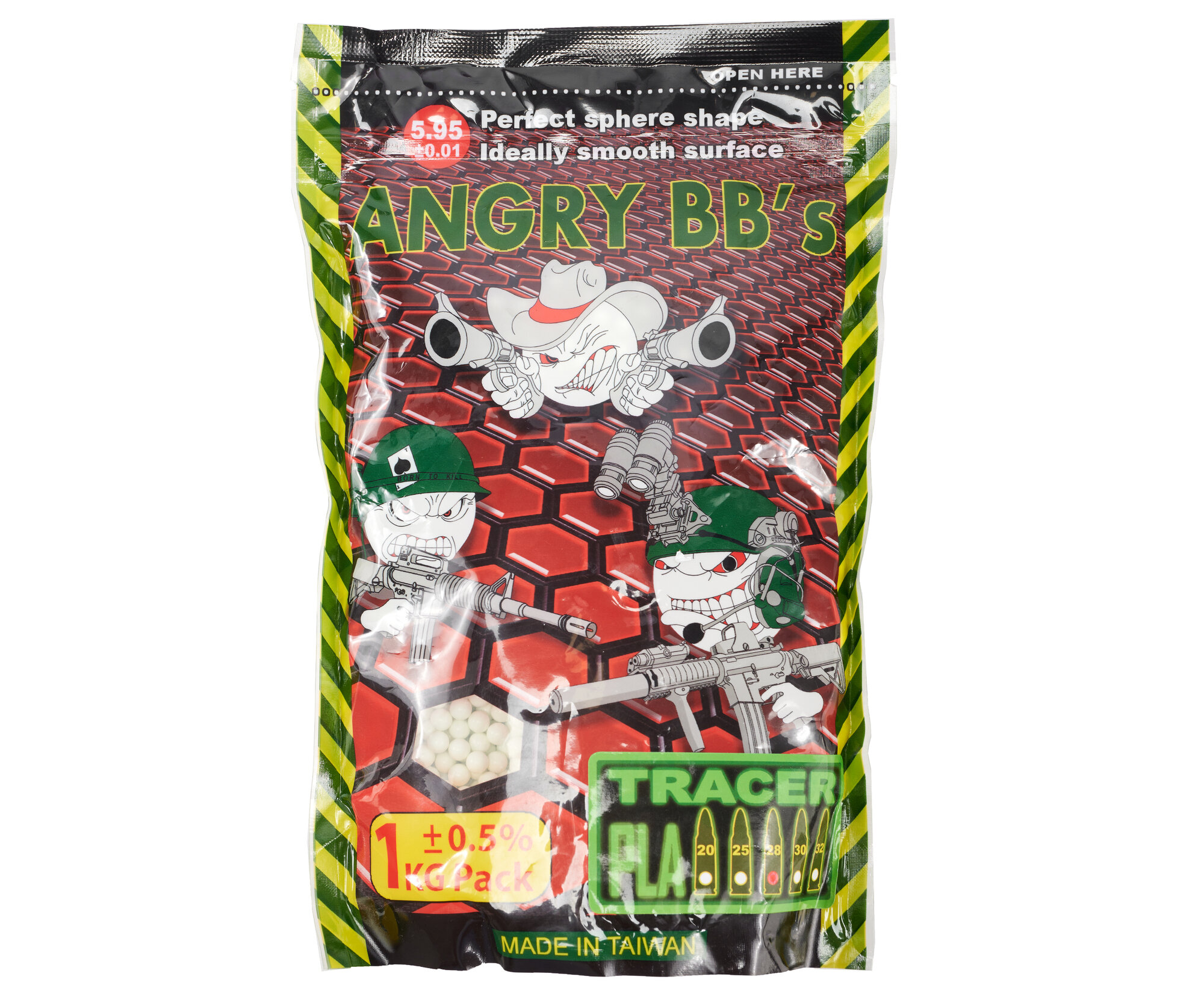 Шарики для страйкбола Angry BBs трассирующие 0.28 г (6 мм, 3500 шт, зеленые)
