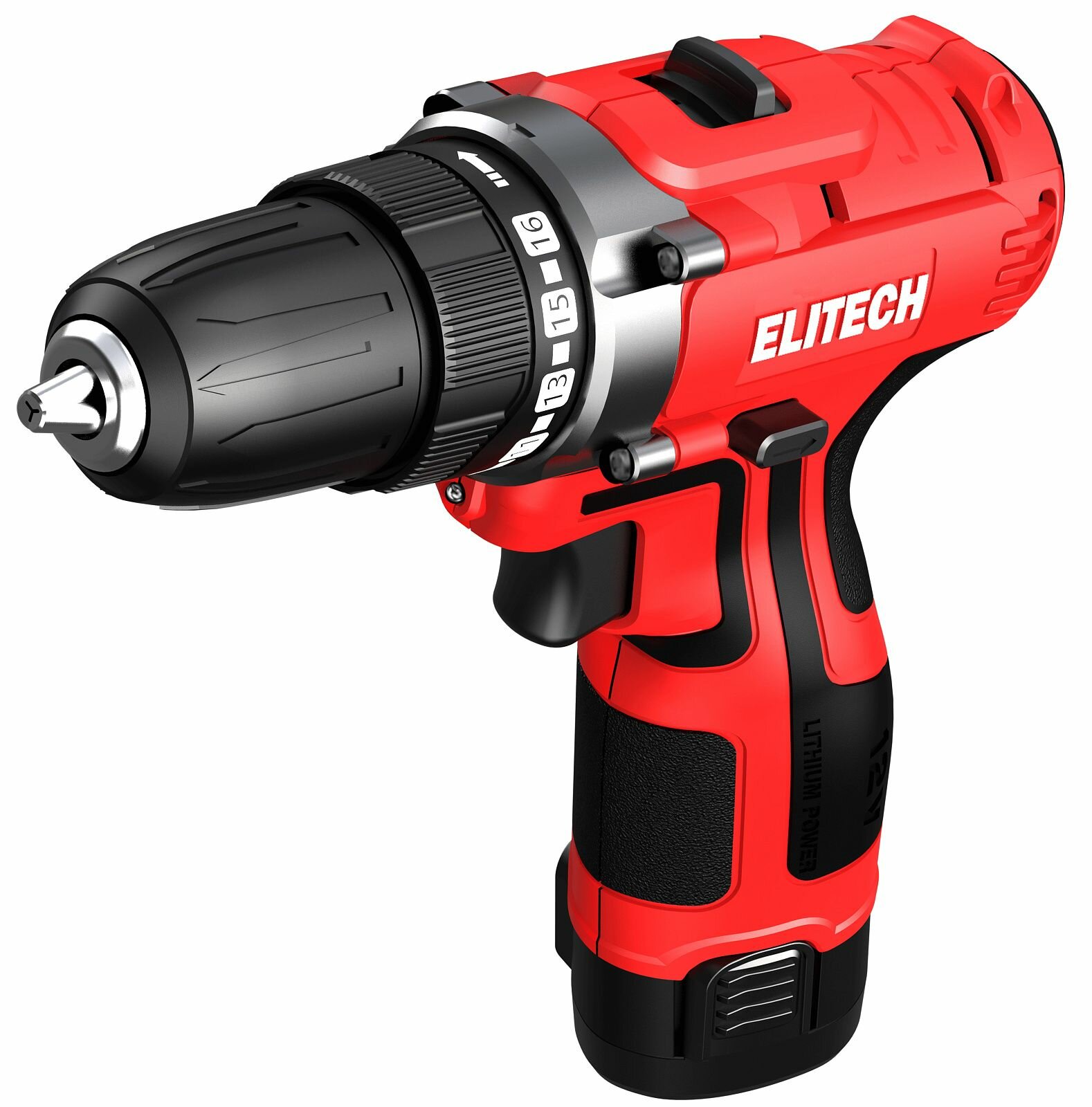 Дрель-шуруповёрт Elitech ДА 12Л2 E2201.043.01, Li-ion, 12В, 2Ач, 2 скорости, кейс