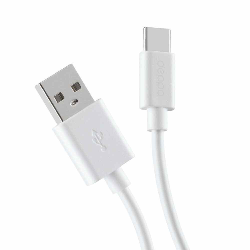 Кабель для зарядки смартфона USB-A - USB-C, USB 2.0, 2.4A, 1.2м, белый, Deppa 72312
