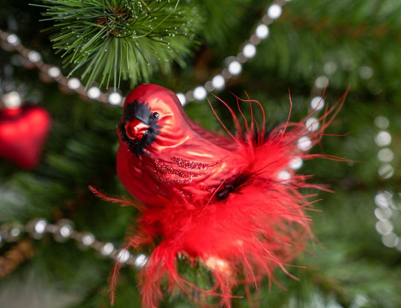 Ёлочная игрушка красный кардинал на клипсе, стекло, 7 см, Inge Glas 10054S024