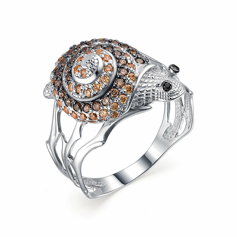 Кольцо, серебро, 925 проба, родирование, фианит