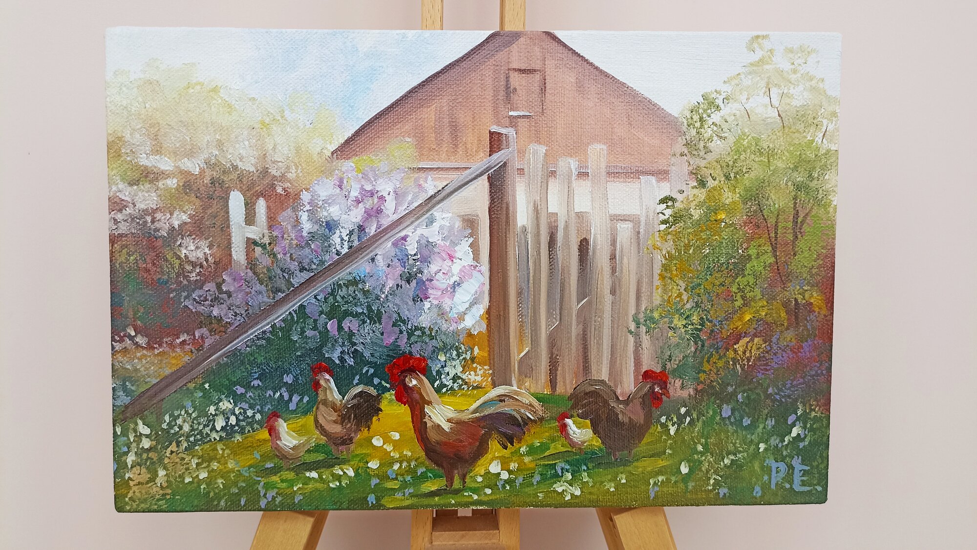 Масло/холст. 100% ручная работа, 100% живопись. Худ. мастерская Грёзы. Картина из серии "Деревенские пейзажи". 20х30 см