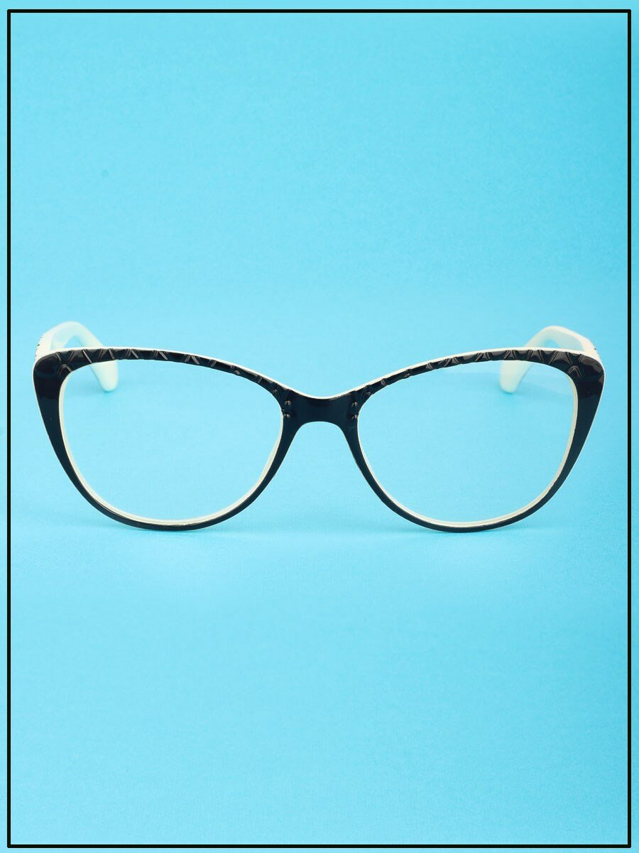 Готовые очки для чтения белые с диоптриями +1.75 футляр, форма кошачий глаз, пластик, женские