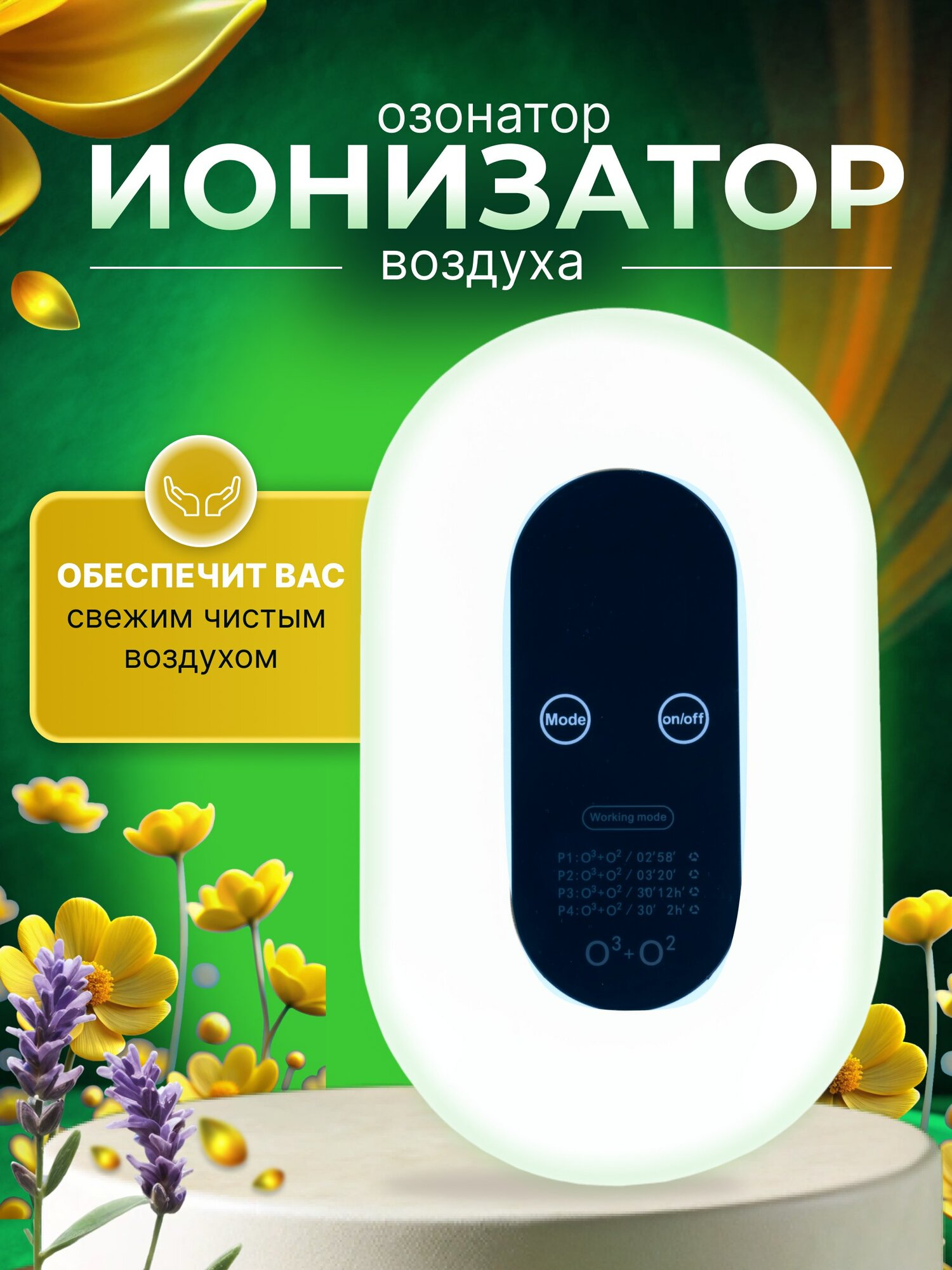 Очиститель воздуха настенный бытовой / Озонатор ионизатор для дезинфекции дома и офиса