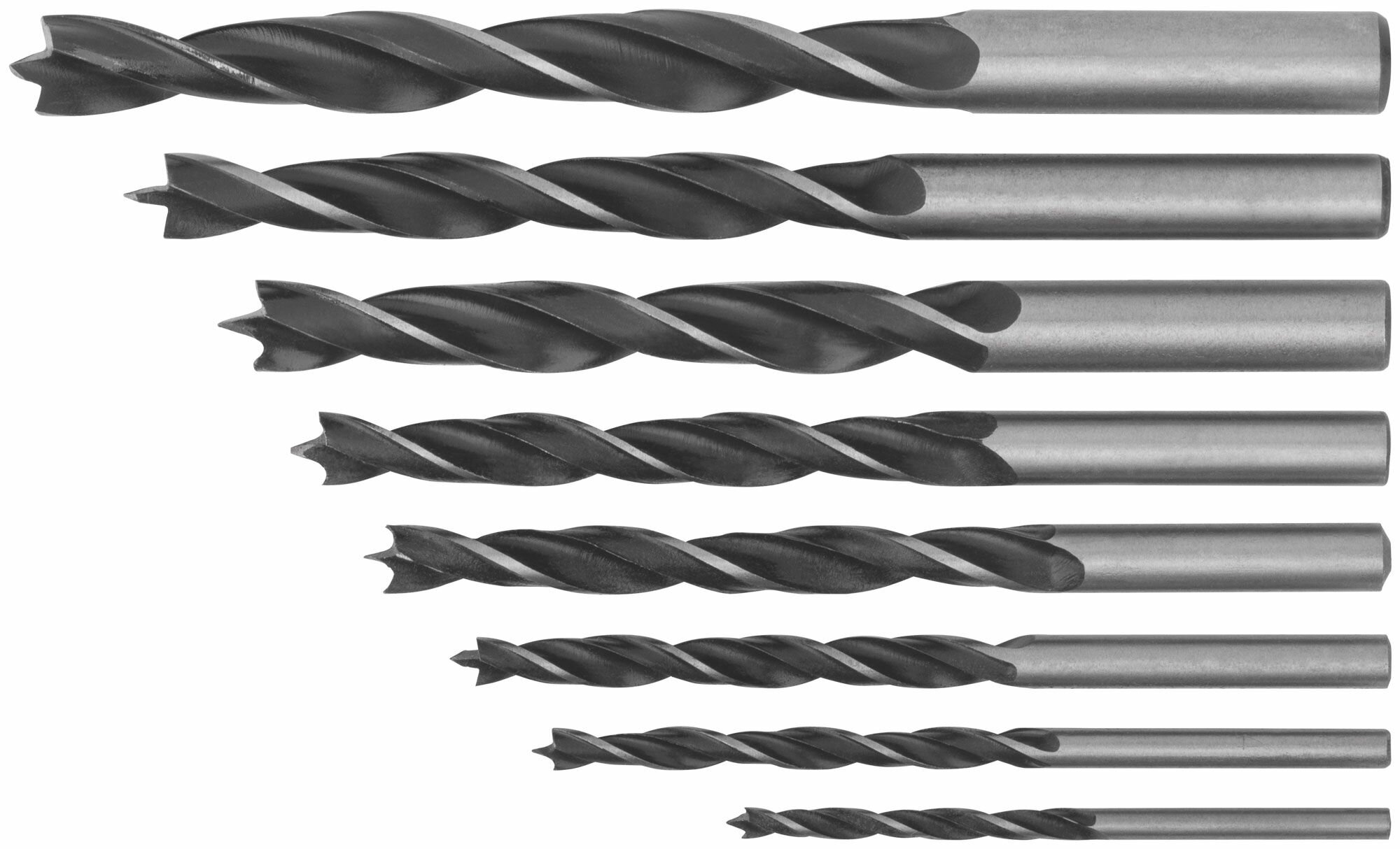 Набор сверл по дереву, ПВХ конверт, 8 шт.(3-4-5-6-7-8-9-10 мм)