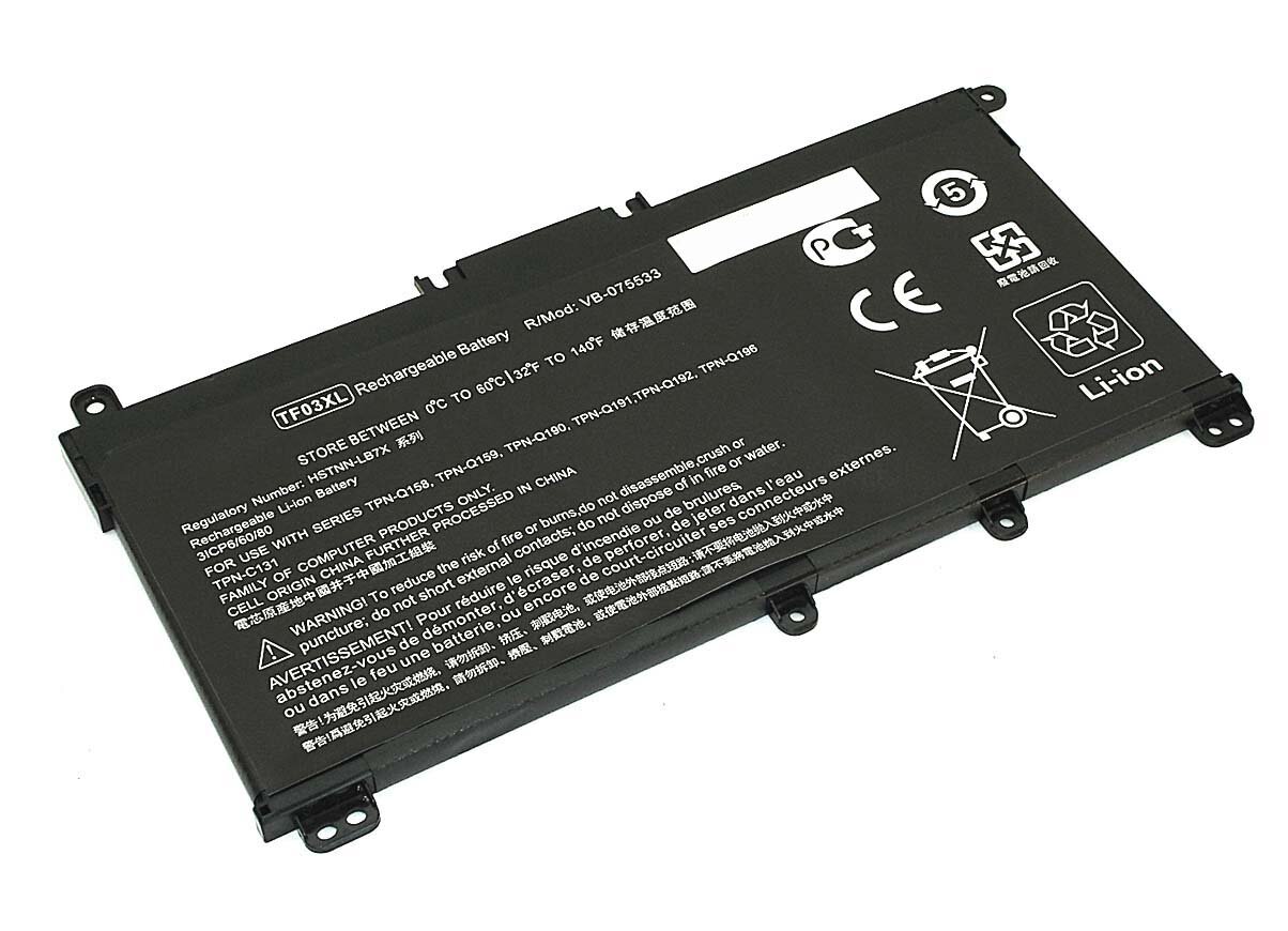 Аккумулятор OEM (совместимый с TF03XL, HSTNN-IB7Y) для ноутбука HP 15-CC, 15-CD 11.55V 41.9Wh (3600mAh) черный