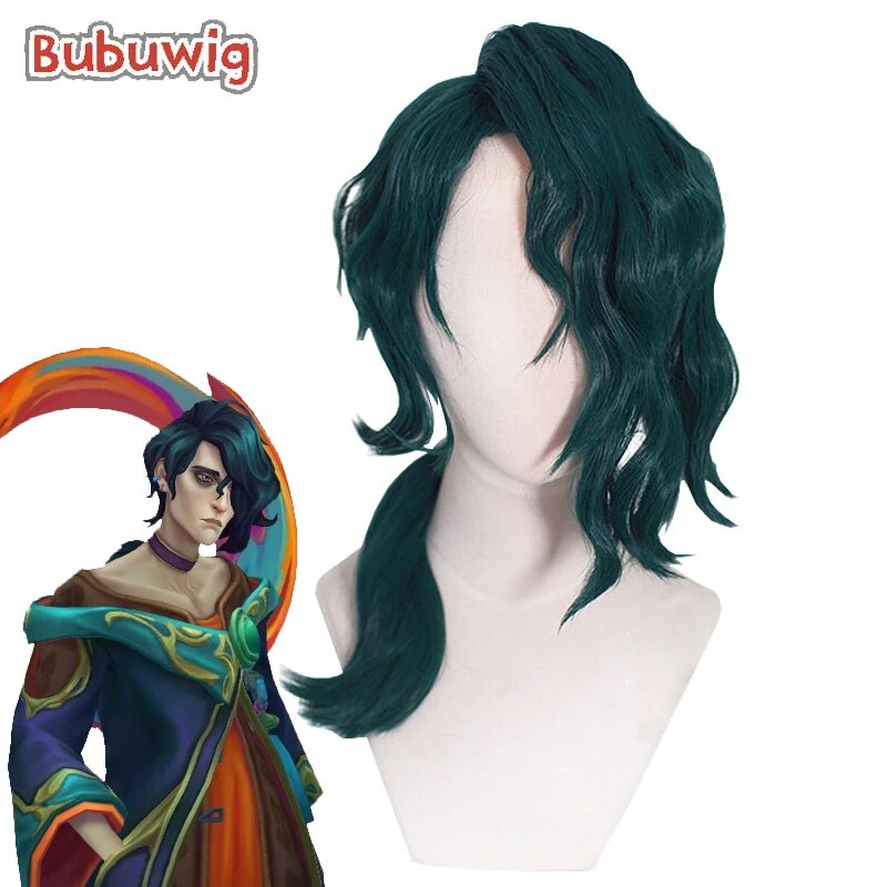 Bubuwig Hwei темно-зелёный мужской волнистый парик 60 см