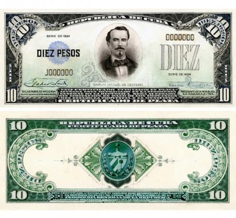 Куба 10 песо 1934 серебряный сертификат, сувенирная копия, банкноты и купюры редкие коллекционные
