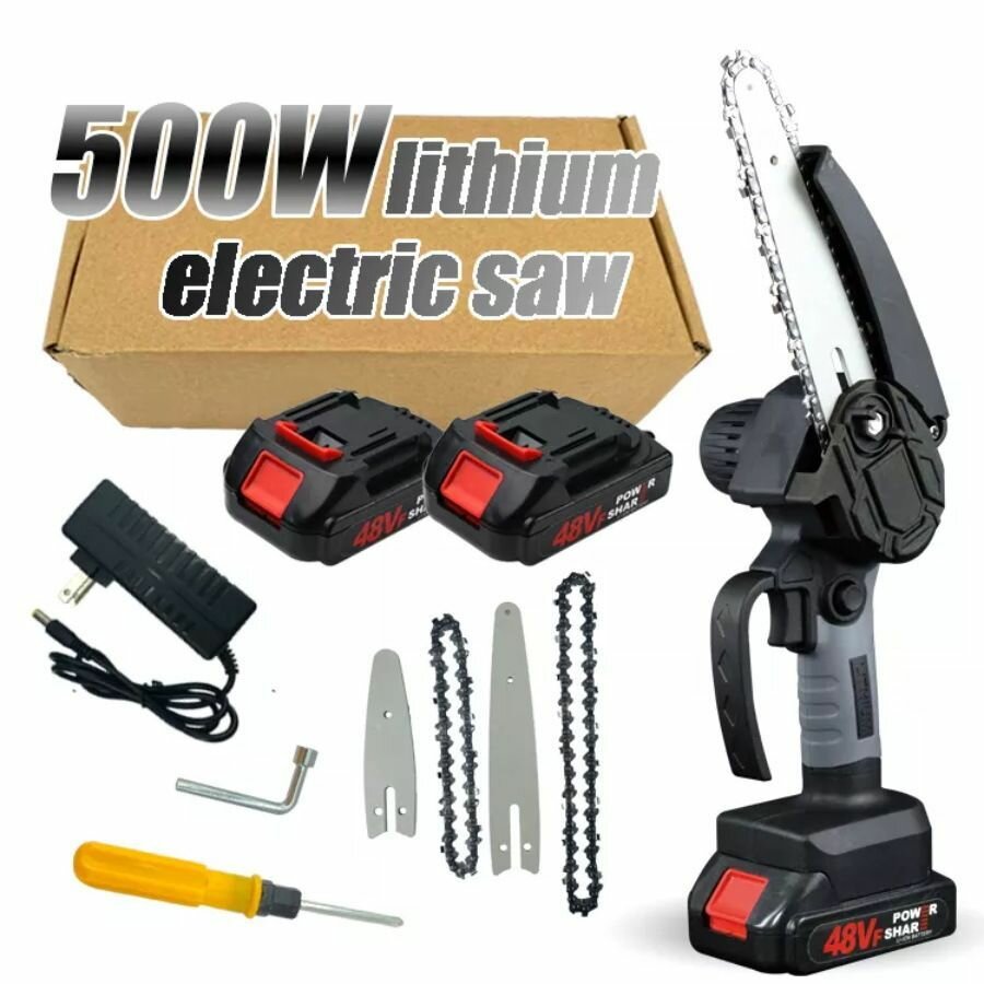 21 B Аккумуляторная бесщеточная 4/6/8-дюймовая мини-обрезка пила электрическая бензопила c 2 батареями