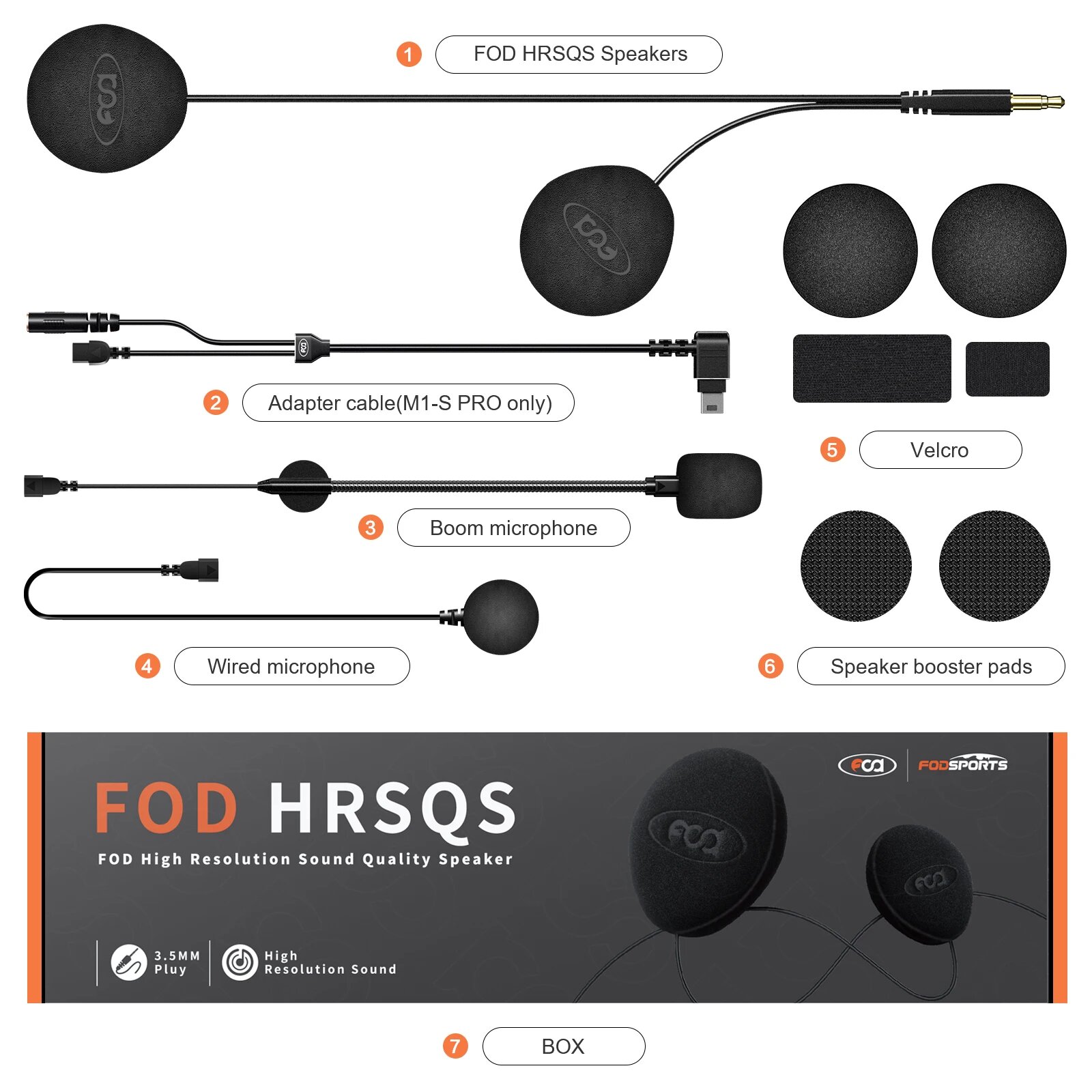 Fodsports HRSQS Headset Наушники с микрофоном только для M1-S Pro Мотоциклетный шлем Bluetooth-гарнитура Домофон, разъем 3,5 мм.