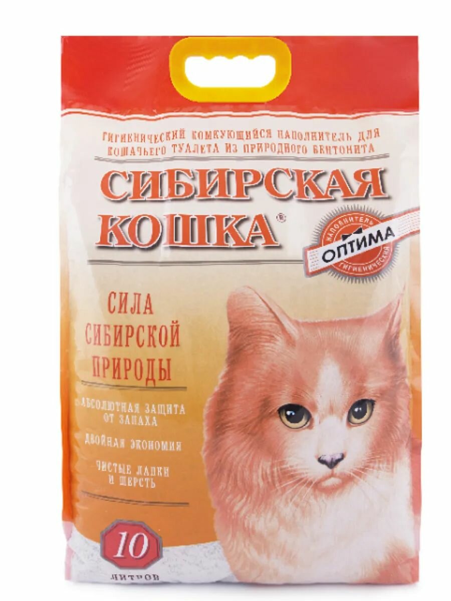 Наполнитель сибирская кошка Оптима, комкующийся, 10 л/3