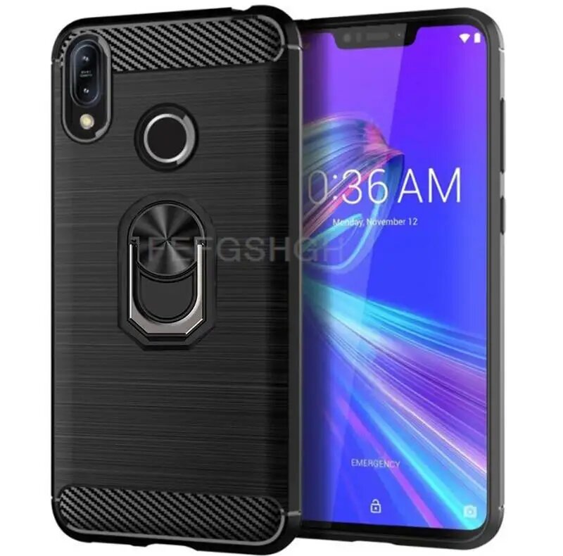 Чехол-подставка из углеродного волокна с кольцом-держателем Черный, Black With C Black, ASUS ZB631KL