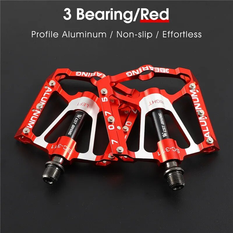 Велосипедные педали West Biking Ultralight 3 подшипника Красный, 083 3Bearings Red