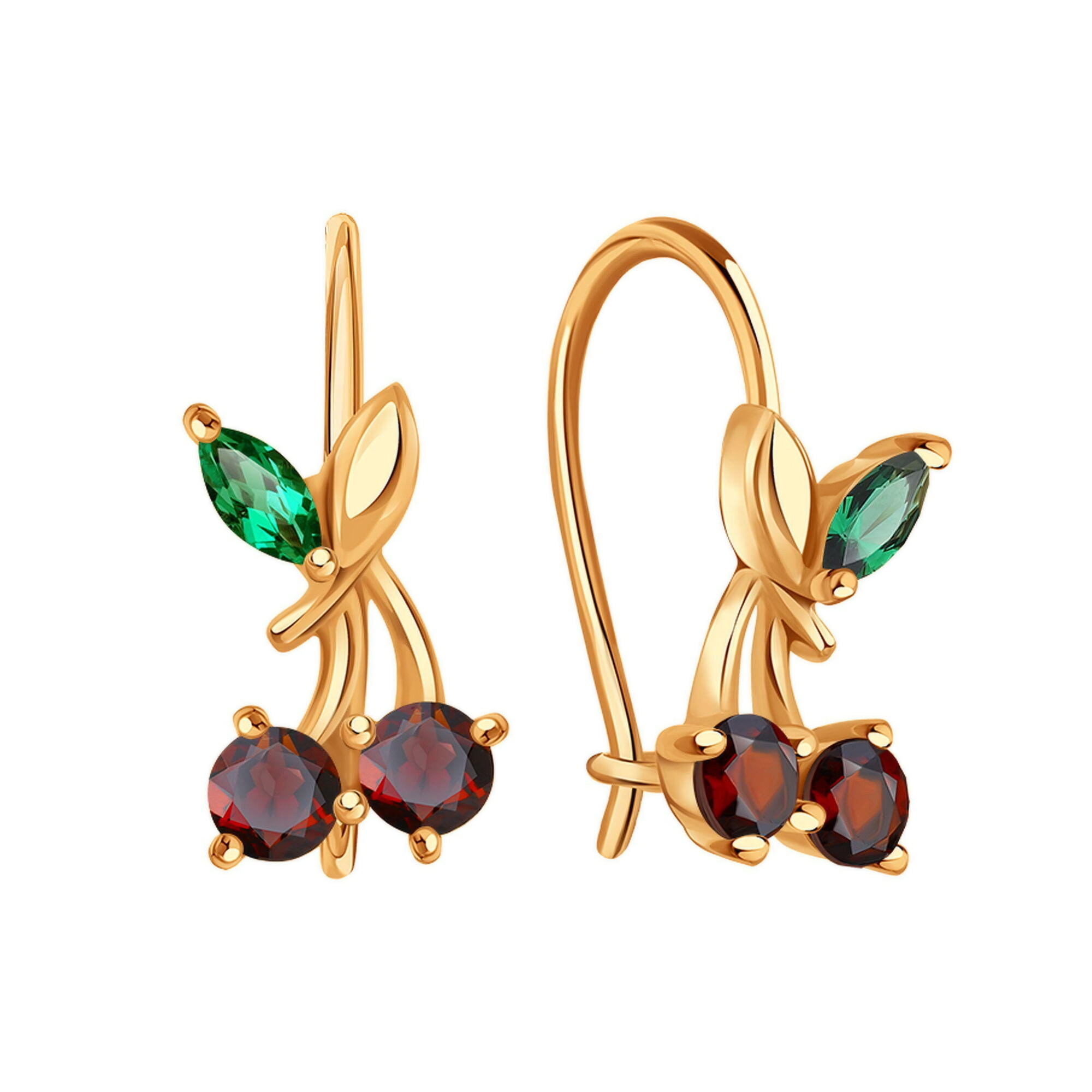 Серьги, красное золото, 585 проба, фианит