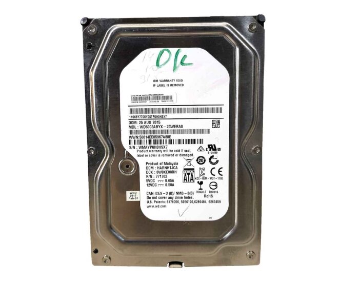Жесткий диск 3.5" 500Gb 7200 об/мин Sata Western Digital IBM WD5003ABYX