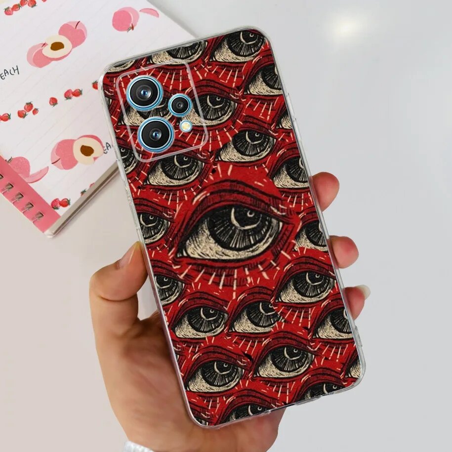 Чехол для Realme 9 Pro 5G с глазами, Красный, Shell-U56