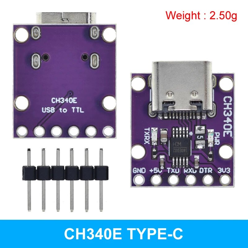 TZT CH340N USB-TTL Модуль для Arduino ESP32 Фиолетовый, 1PCS, TYPE-C USB CH340E