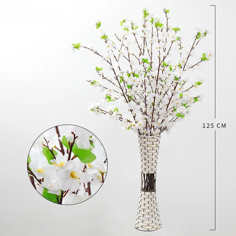 Искусственные веточки вишни из шелка Белый, A-125-White