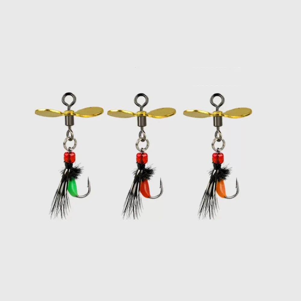 Крючки для нахлыстовой рыбалки 360° из высокоуглеродистой стали 3pcs size12, 3pcs golden