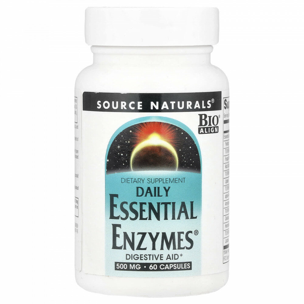 Source Naturals, Daily Essential Enzymes®, 500 мг, 60 капсул