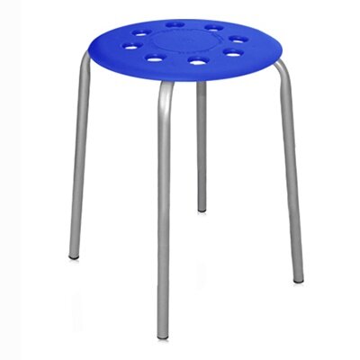 Табурет Домашняя Мода на 4-х ножках, металлический каркас h 45 см, пластмассовое сиденье диаметр 32 см, на ножках заглушки, разборный, синий (ТП01/С)