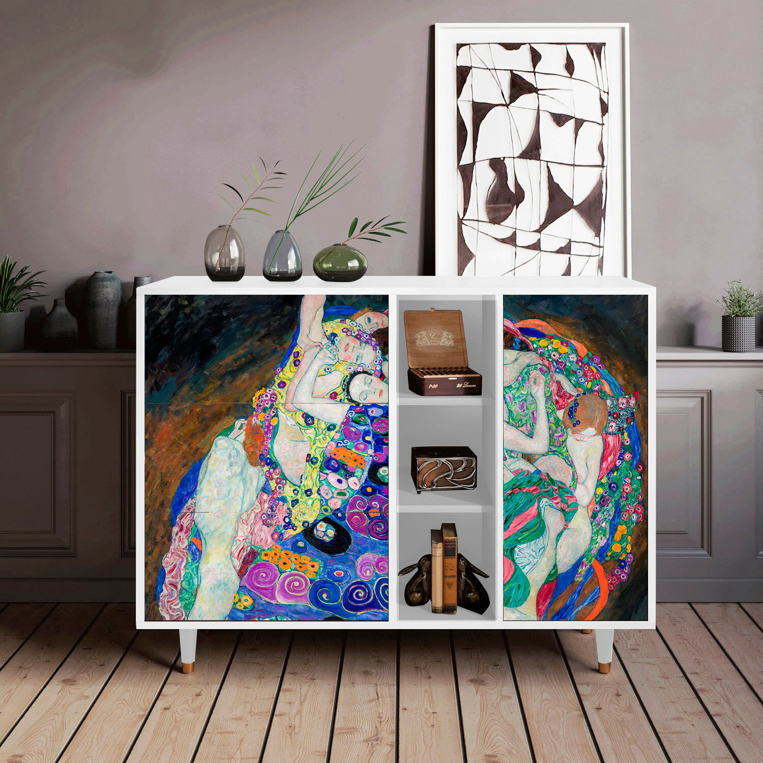 Комод - STORYZ - BS2 The Maiden by Gustav Klimt, Разер - 125 x 97 x 48 см , Цвет корпуса - Белый