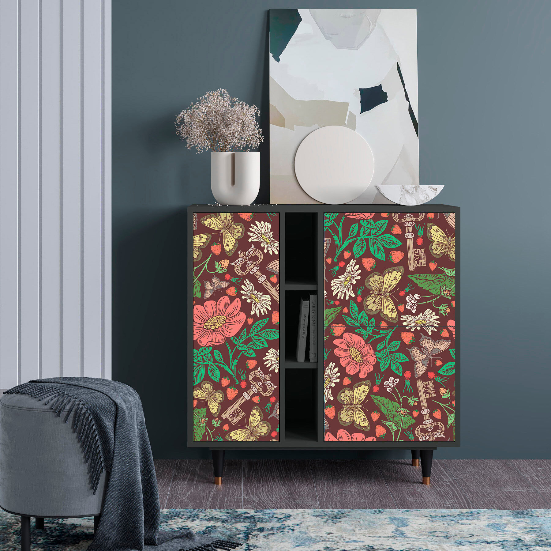 Комод - STORYZ - BS5 Alice in Wonderland, Размер - 94 x 96 x 41 см, Цвет корпуса - , Антрацит