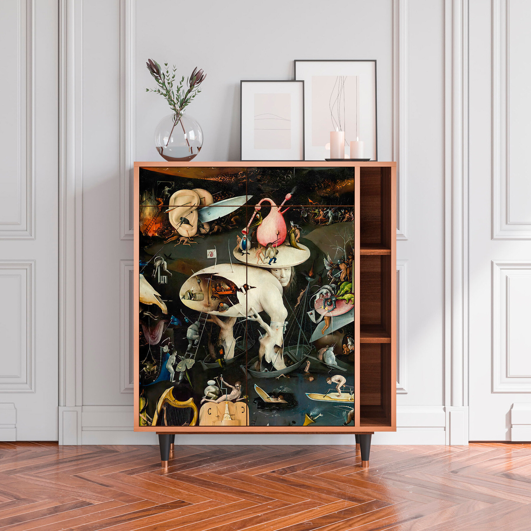 Комод - STORYZ - BS6 The Garden of Earthly Delights by Hieronymus Bosch, Размер - 94 x 110 x 41 см, Цвет корпуса - , Орех