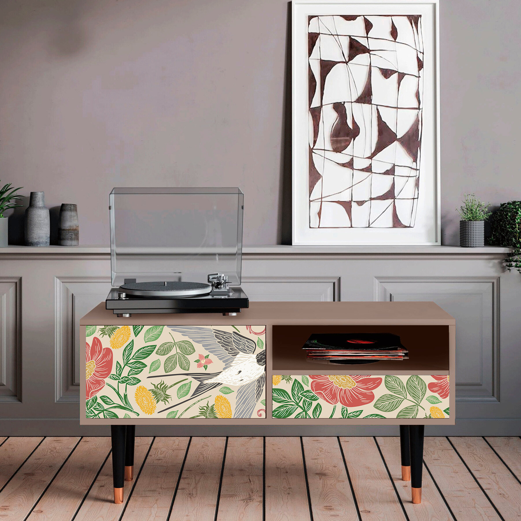 ТВ-Тумба - STORYZ - T3 Spring Swallow, Размер - 115 x 59 x 48 см, Цвет корпуса - , Бежевый