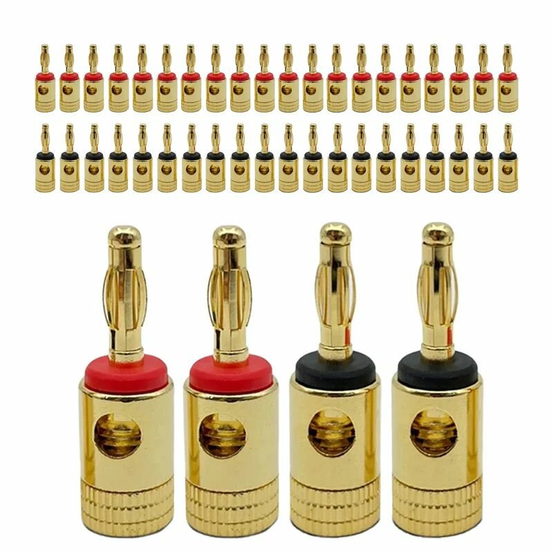 10 шт. медных позолоченных банановых штекеров 4 мм Hi-Fi банановые штекеры для акустического кабеля, аудиоразъем для усилителей динамиков