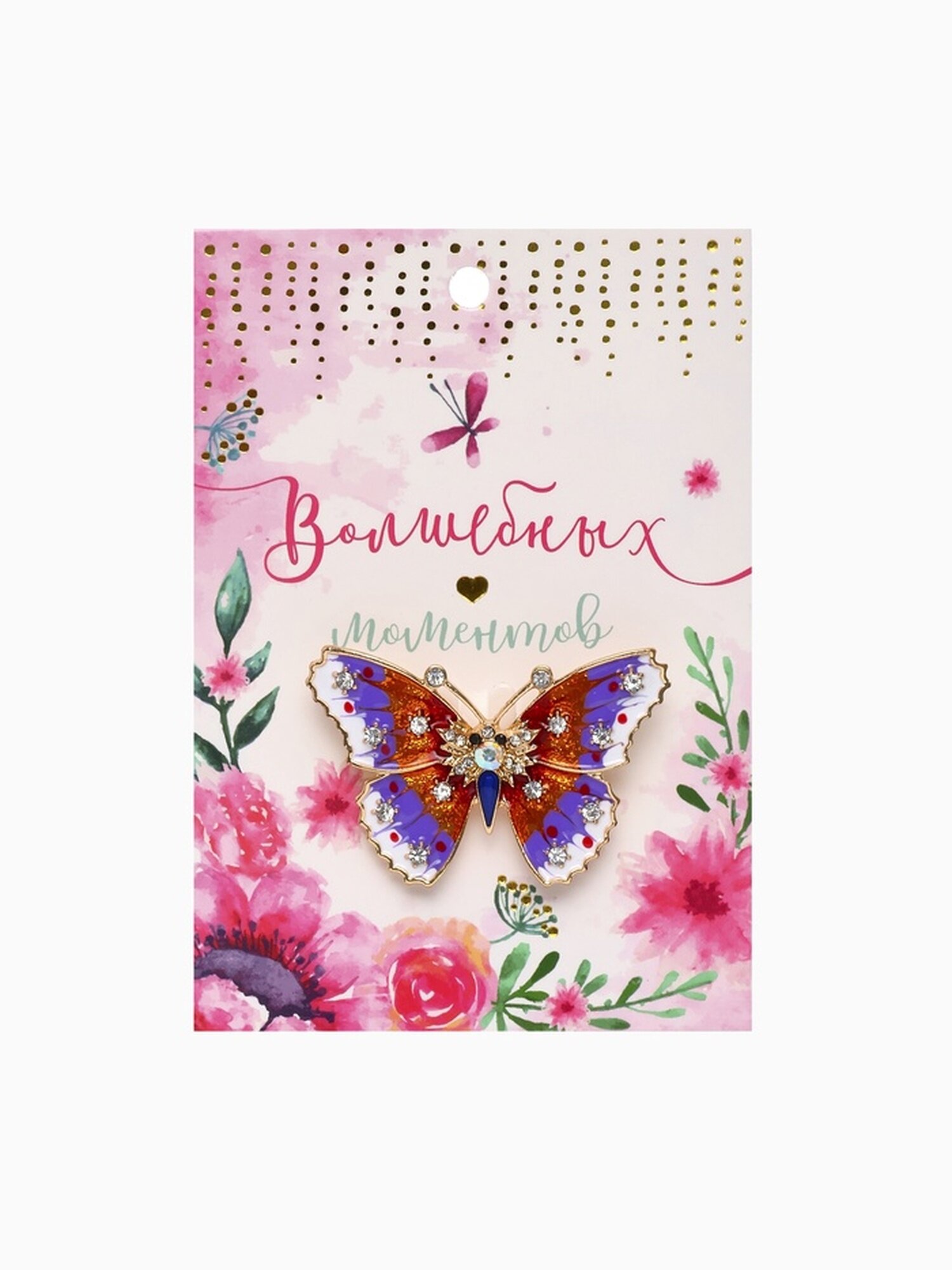 Брошь, стразы, эмаль