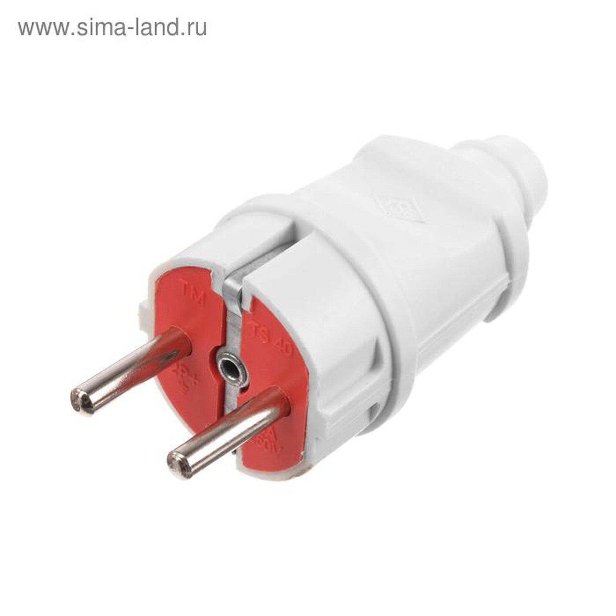 Вилка прямая, 16А, без з/к, 220 В, белая, розничная упаковка. 5018807