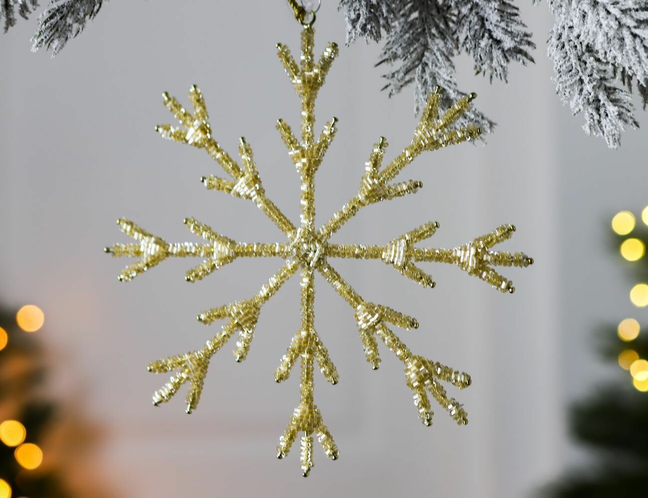 Снежинка нинель, стеклянный бисер, золотая, 21 см, Koopman International A72100020-2
