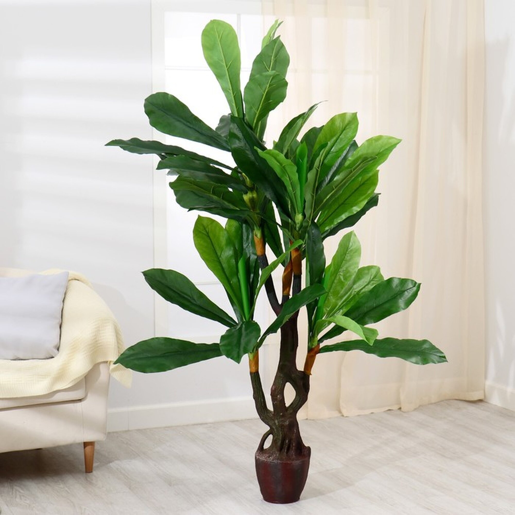 Искусственное дерево "Фикус лировидный", 160см, пластик, зелёное