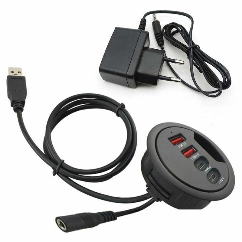 Монтаж в ЕС и США на столе, 4 порта USB 3.0, концентратор типа C, адаптер питания, мультисплиттер для ПК, ноутбука, компьютера, мобильного телефона