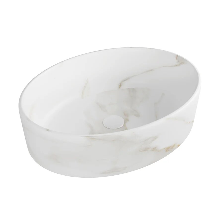 Накладная раковина Teymi Lori 51 фарфоровая, без отверстия под смеситель, раковина для ванной, 50, 5 см, овальная, белая