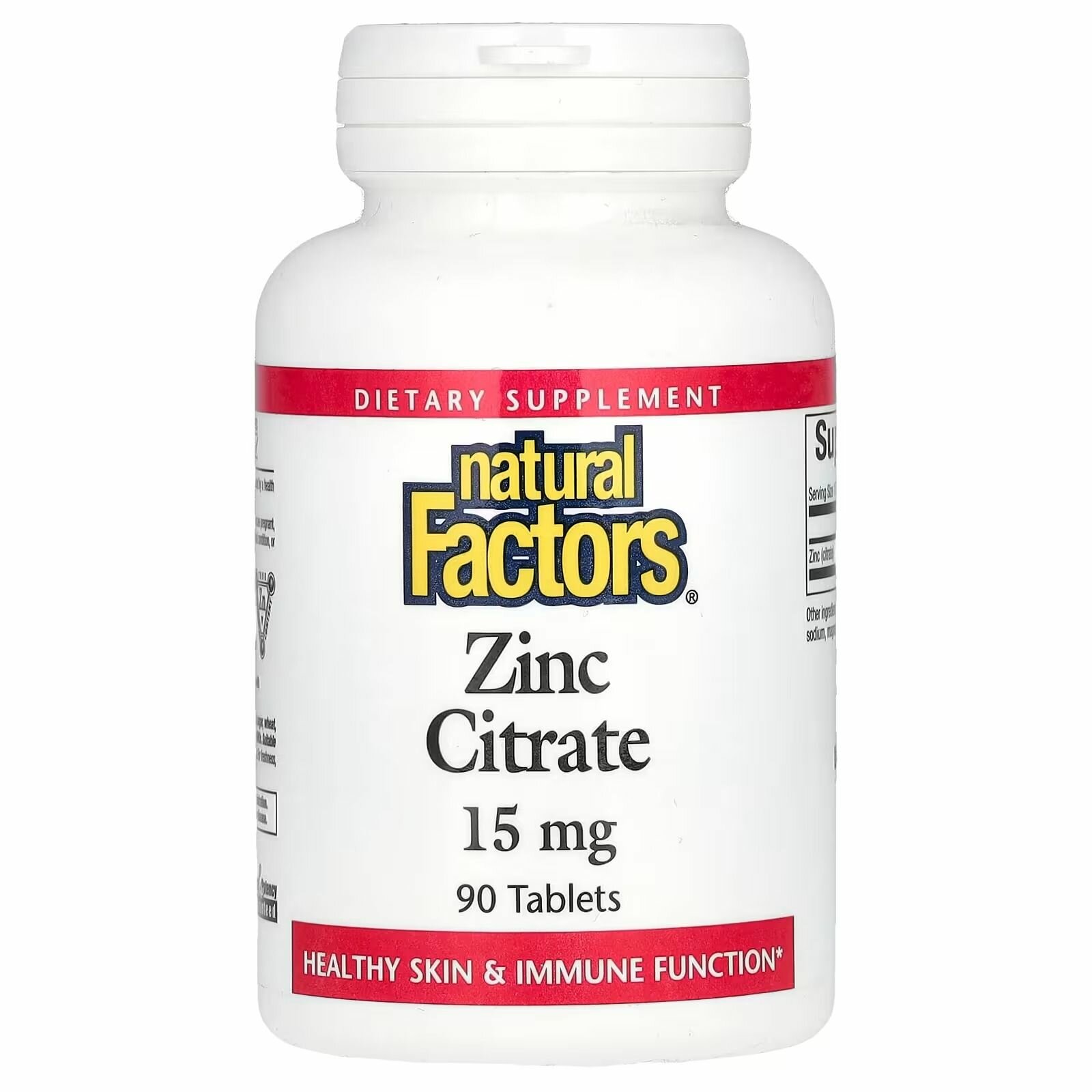 Цинк цитрат, Natural Factors Zinc Citrate, 15 мг, 90 таблеток