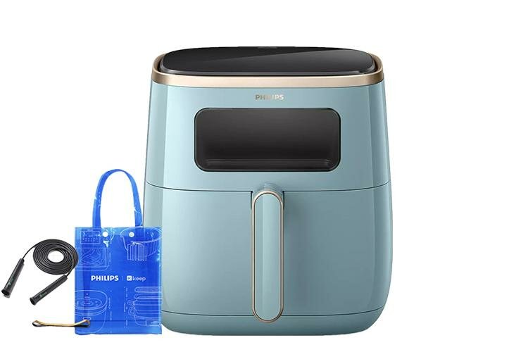 Воздушная фритюрница PHILIPS HD9257, синяя, комплект в наличии