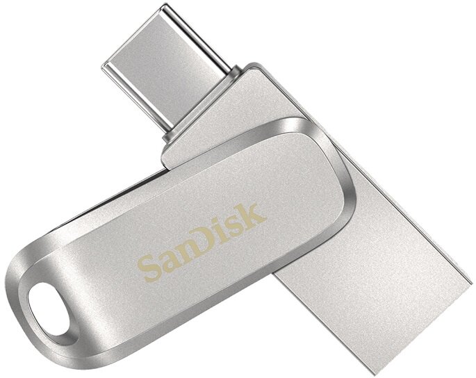 Флешка SanDisk "Ultra Dual Drive Luxe", USB 3.1, 256ГБ, выдвижной разъём, защита паролем