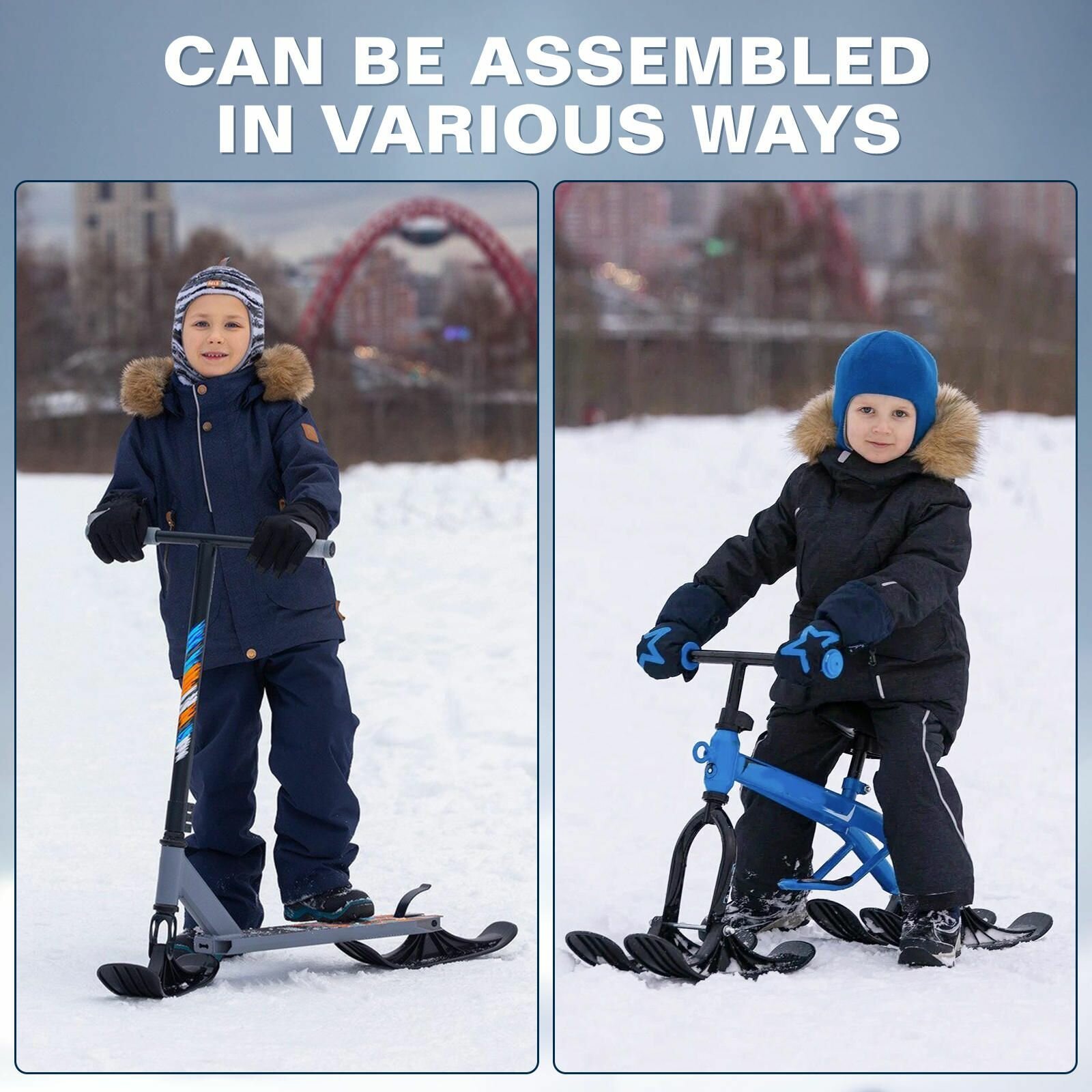 Аксессуар для самоката с пластиковыми лыжами цвета черный для зимних прогулок