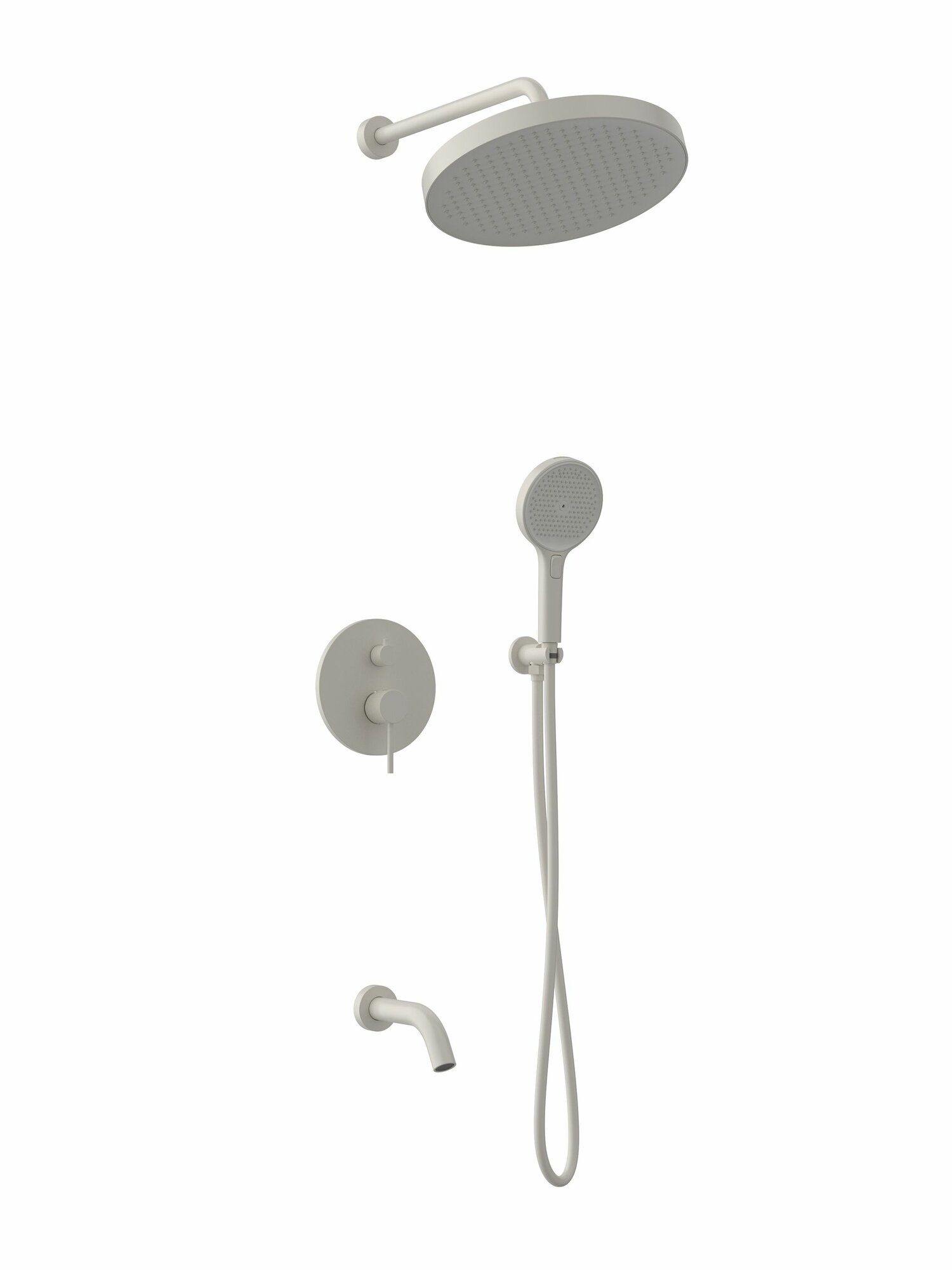 Душевая система с тропическим душем и смесителем, скрытого монтажа, белый матовый