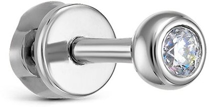 Пирсинг, белое золото, 585 проба, родирование, бриллиант