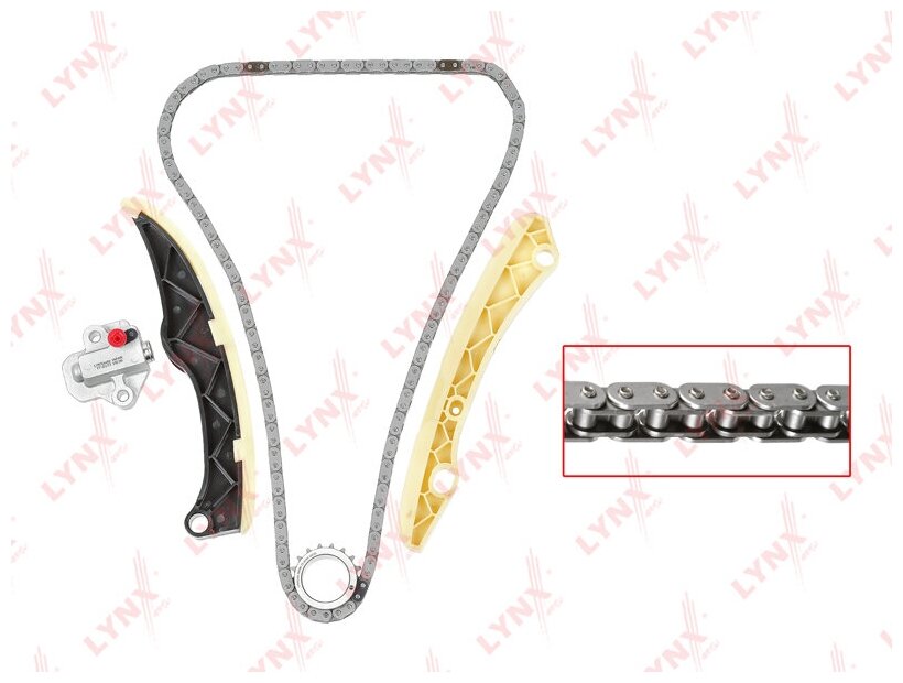 Комплект цепи ГРМ LYNXauto TK-0097. Для: HYUNDAI Хендаи ix35 1.6 10> / i40 1.6 11> / i30(GD) 1.4-1.6 12> / Tucson(Туксон)(TL) 1.6 15>, KIA КИА Carens