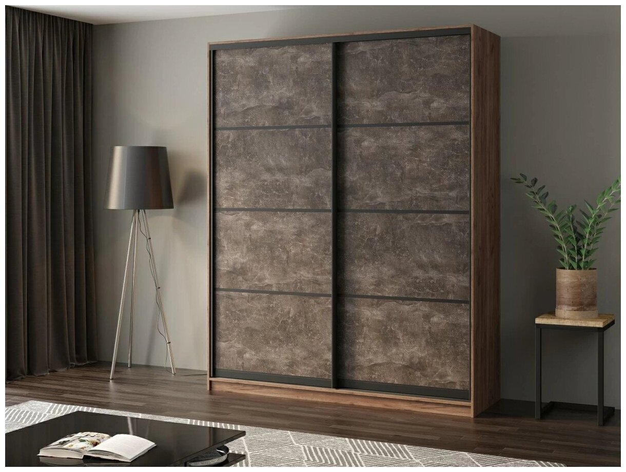 Шкаф-купе Матэрна лофт крафт табак / бетон темный глухой, 190х65х240 см